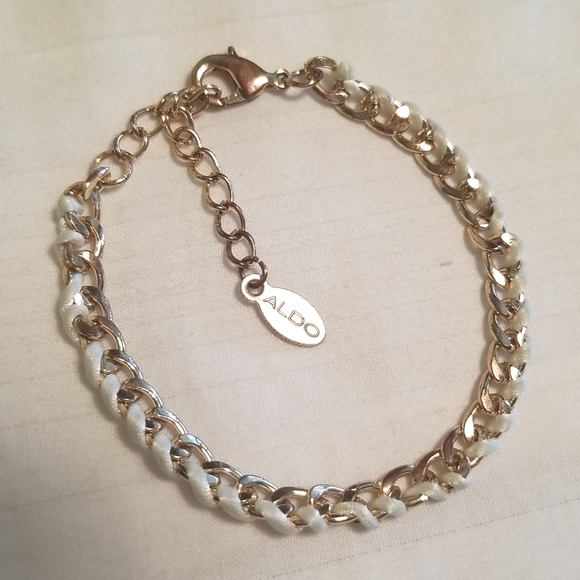 Aldo | Jewelry | Aldo Gold White Braid Bracelet | Poshmark